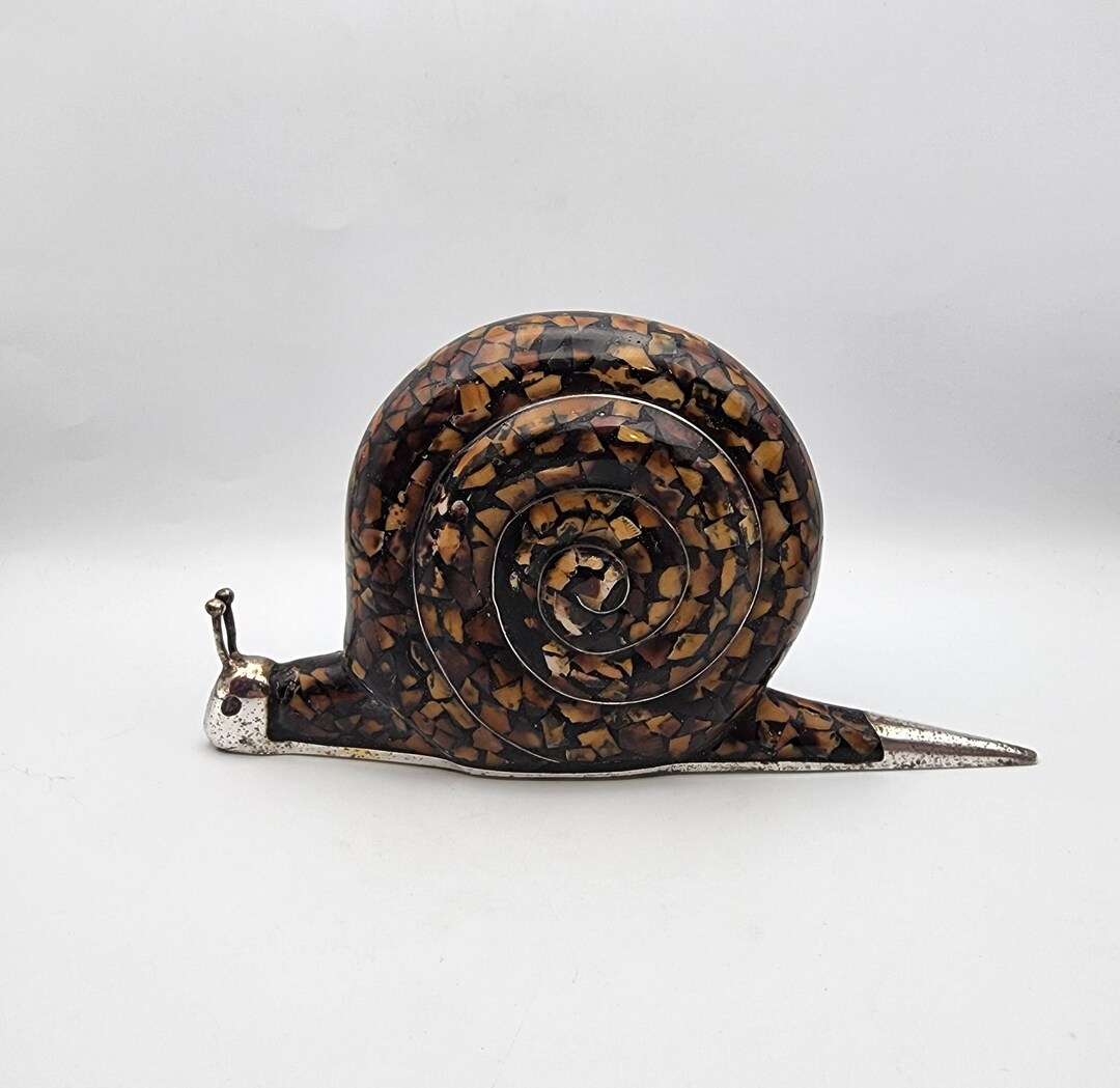 Penshell and Silver Plated Snail Sculpture - Etsy