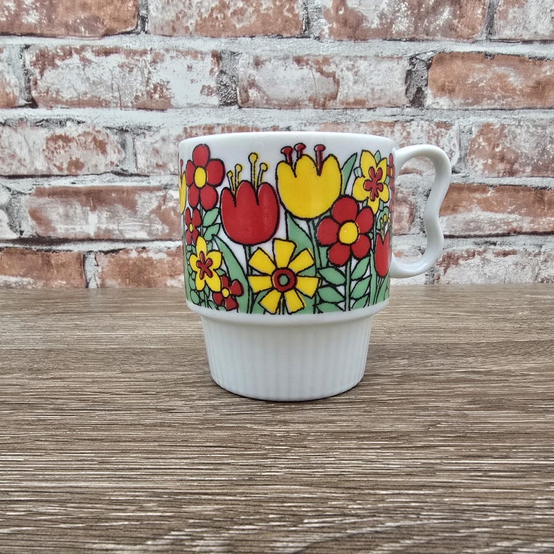 1970s Flower Coffee Cups - Etsy