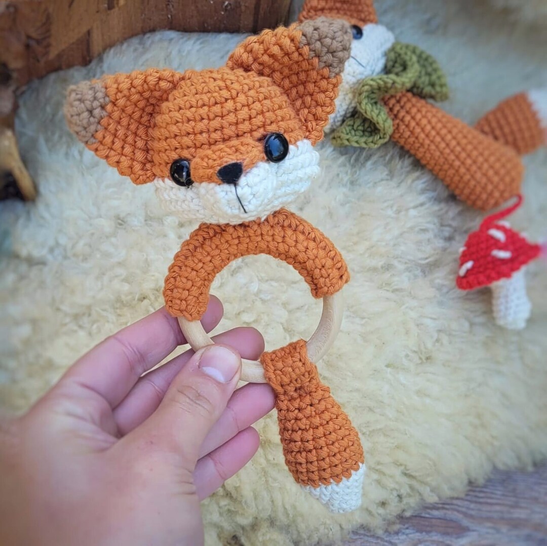 ES/ENG Digital PDF. Rattle Teething Ring Little Fox. Amigurumi Pattern ...
