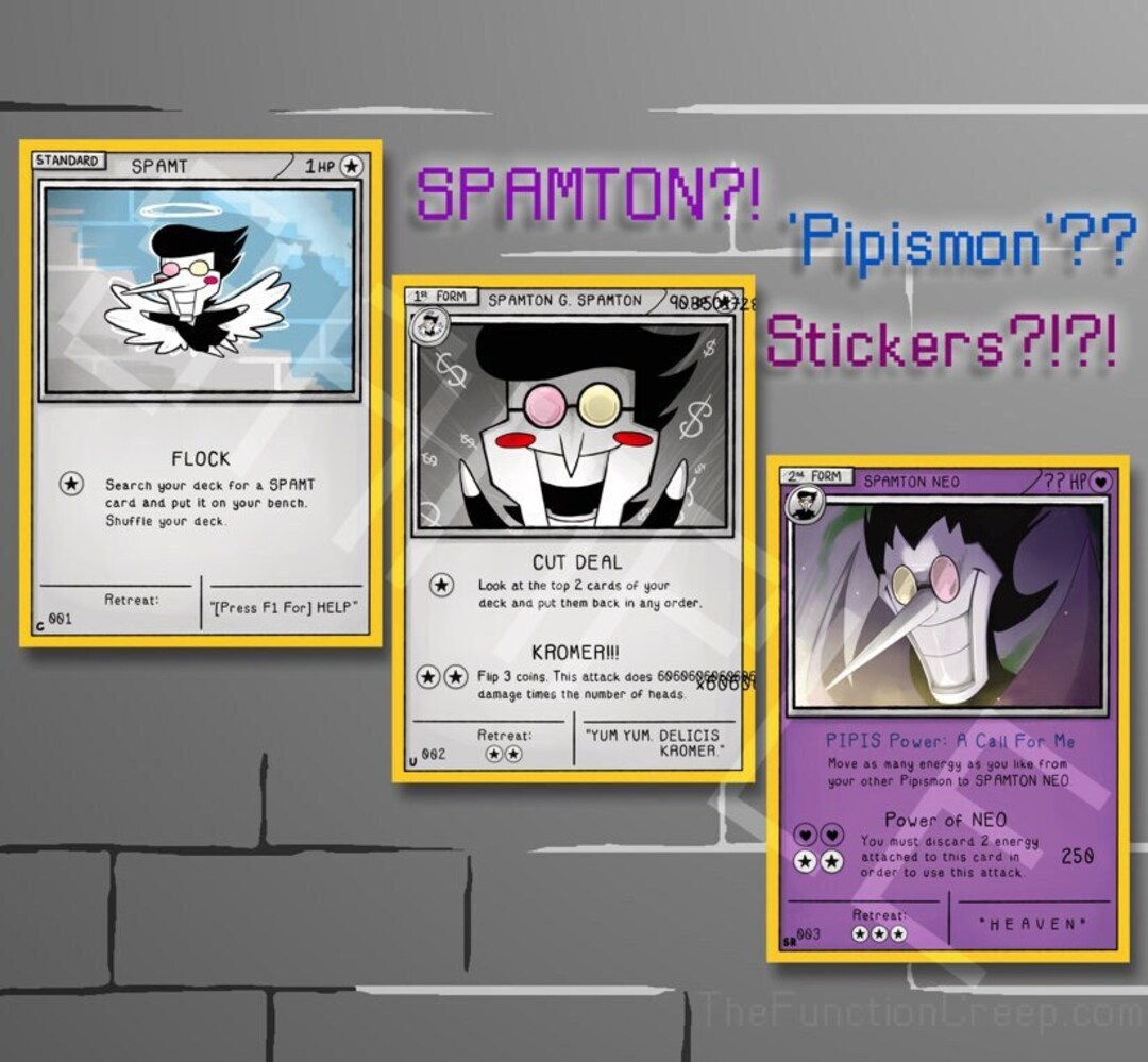 Spamton 'pipismon' Vinyl Stickers Card Sized for extra Fun - Etsy