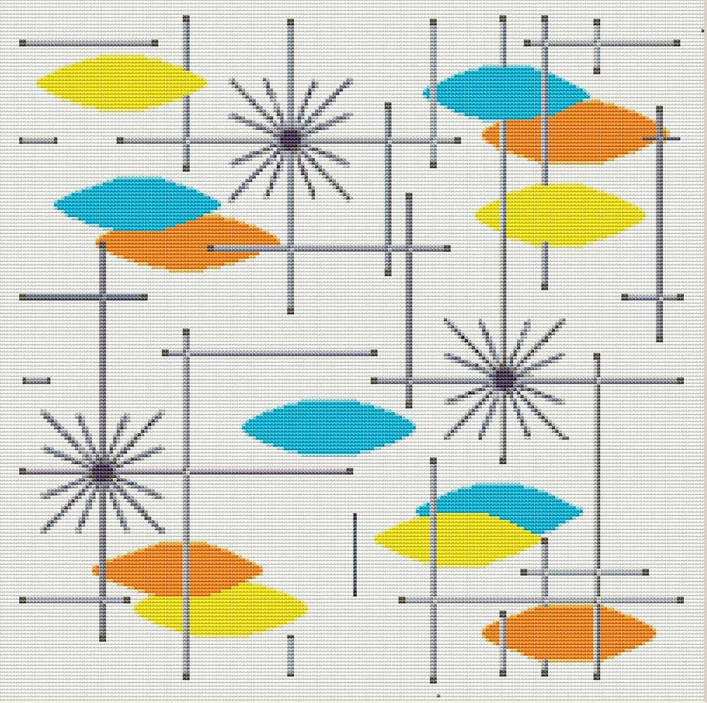 Atomic Cross Stitch Pattern, Mid Century Modern Needlework (PDF Pattern ...