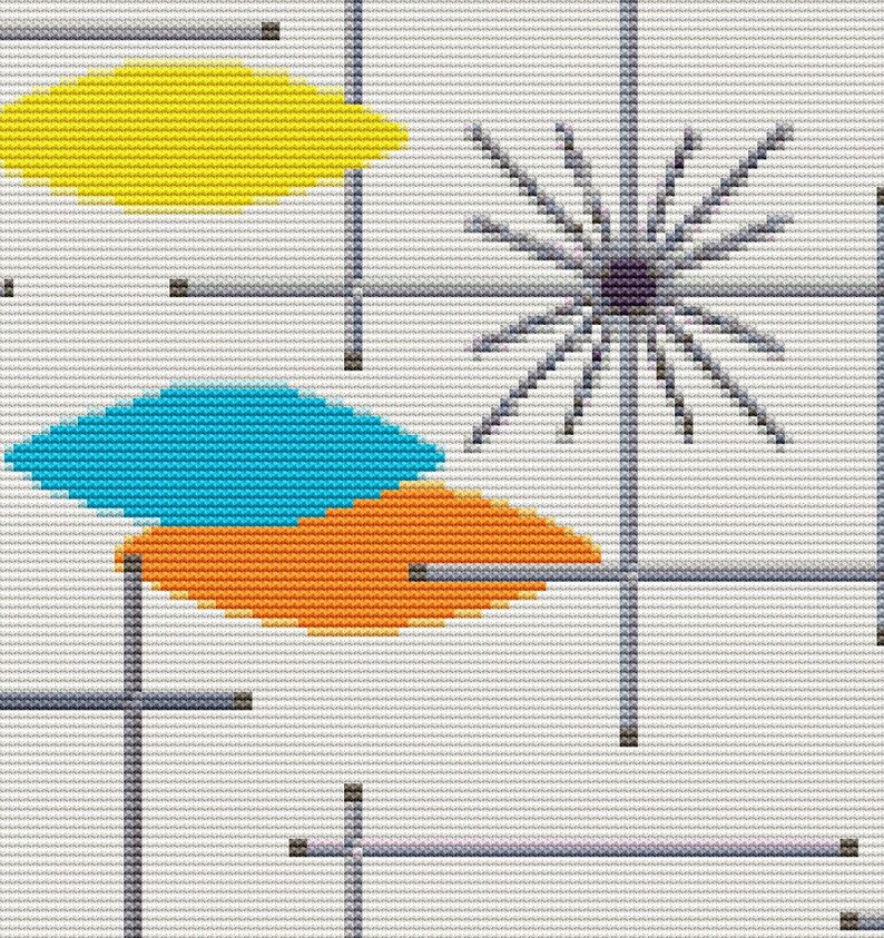 Atomic Cross Stitch Pattern, Mid Century Modern Needlework (PDF Pattern ...