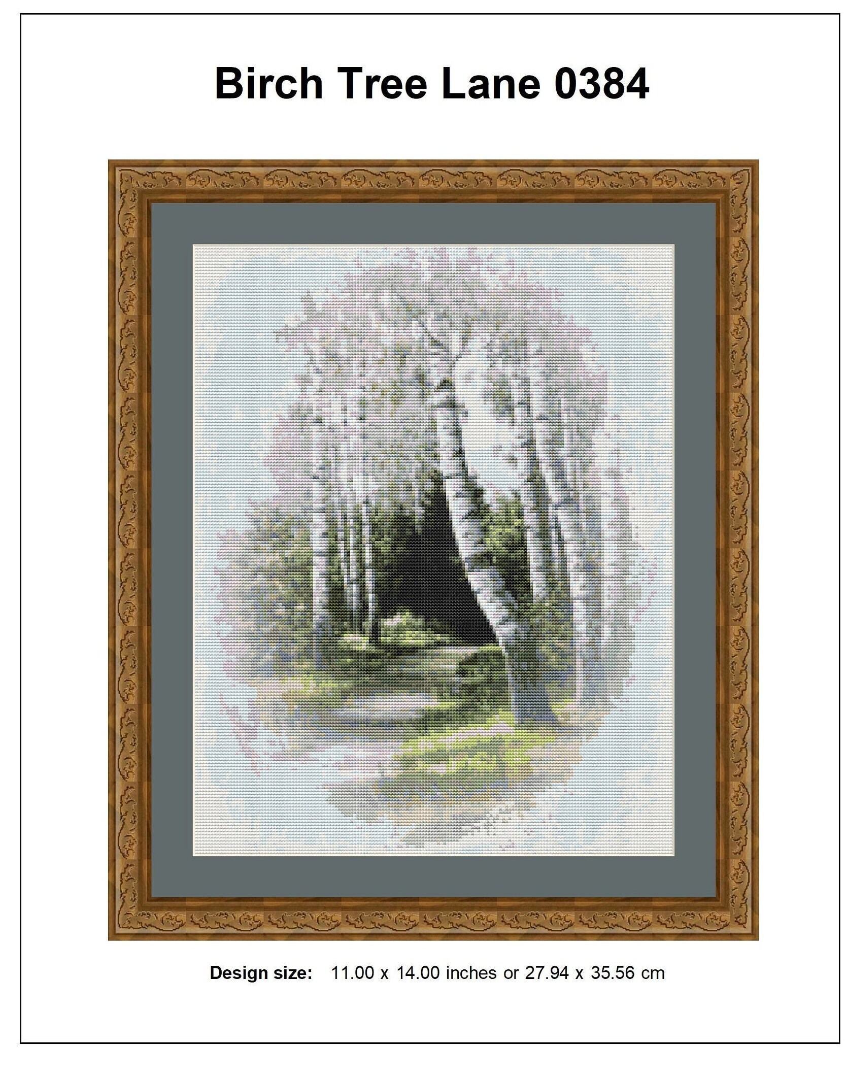 BIRCH TREE Lane Counted Cross Stitch PDF Pattern Landscape | Etsy