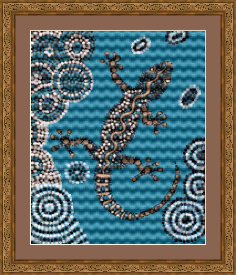 AUSTRALIA ABORIGINAL Lizard Counted Cross Stitch PDF Pattern - Etsy