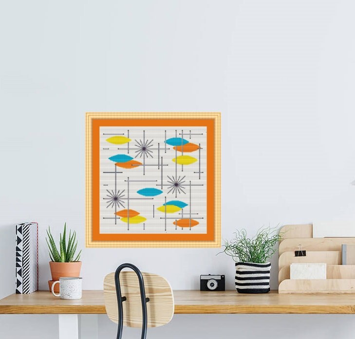 Atomic Cross Stitch Pattern, Mid Century Modern Needlework (PDF Pattern ...