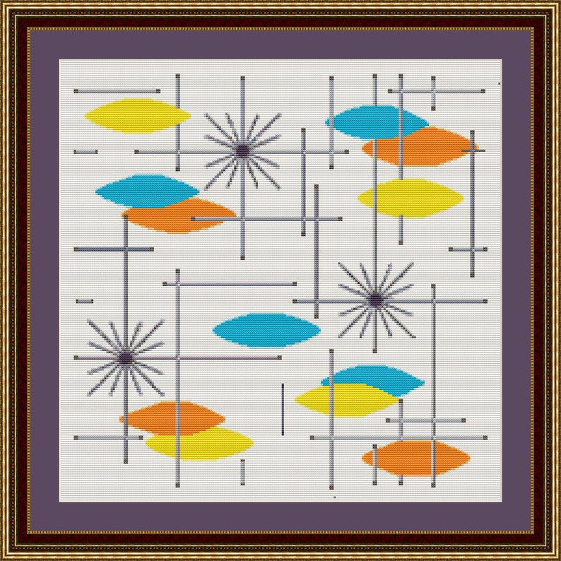 Atomic Cross Stitch Pattern, Mid Century Modern Needlework (PDF Pattern ...