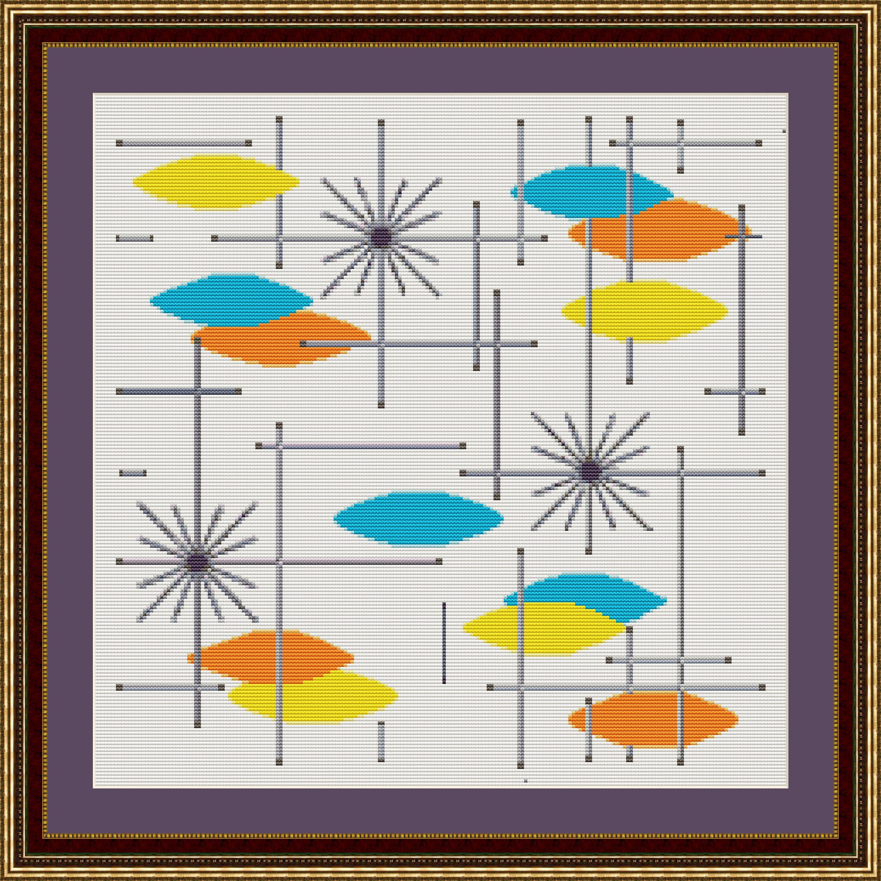 Atomic Cross Stitch Pattern, Mid Century Modern Needlework (PDF Pattern ...