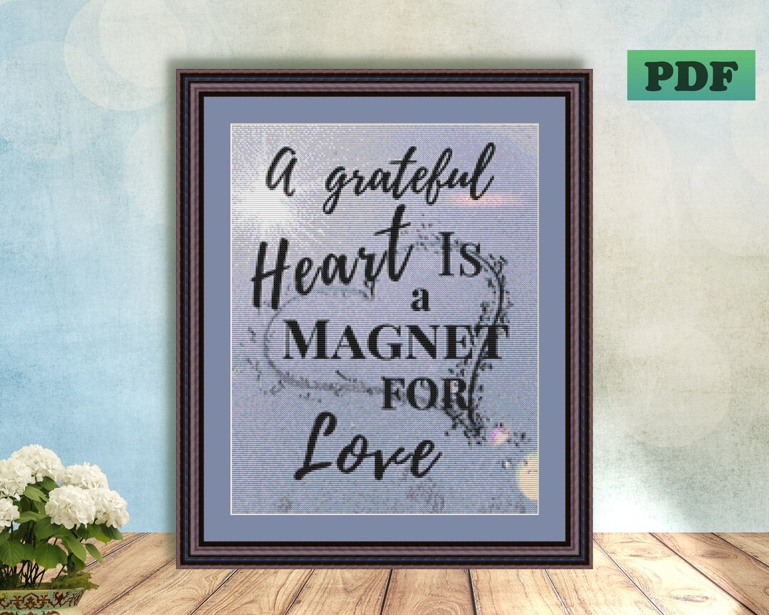 Grateful Heart Magnet for Love Cross Stitch Pattern (PDF Download) - Etsy
