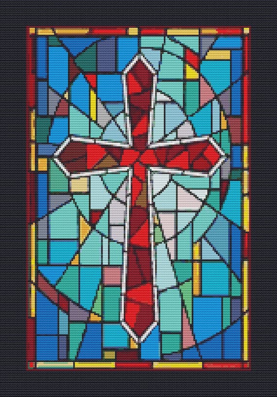 Stained Glass Cross Patterns Iris Stained Glass Cross Stitch Design