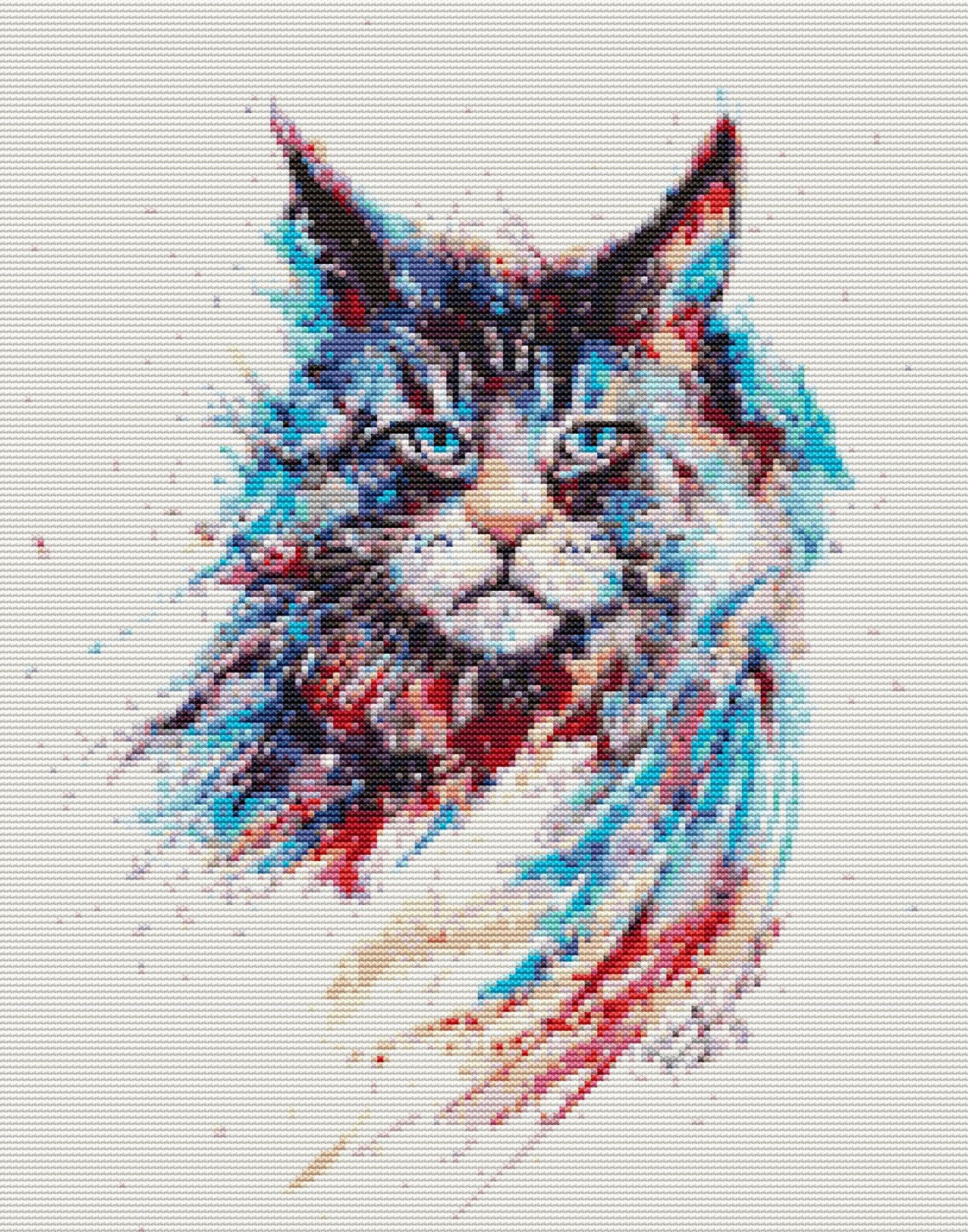 GRUMPY CAT Counted Cross Stitch PDF Pattern Watercolor Kitten | Etsy