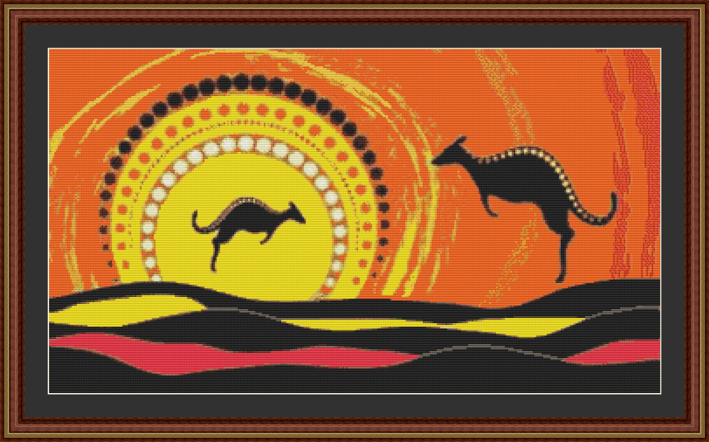 AUSTRALIA ABORIGINAL Art Kangaroo Counted Cross Stitch PDF Pattern ...