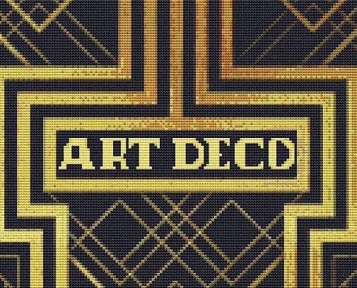 ART DECO Counted Cross Stitch PDF Pattern, Gold 1920's Instant Digital ...
