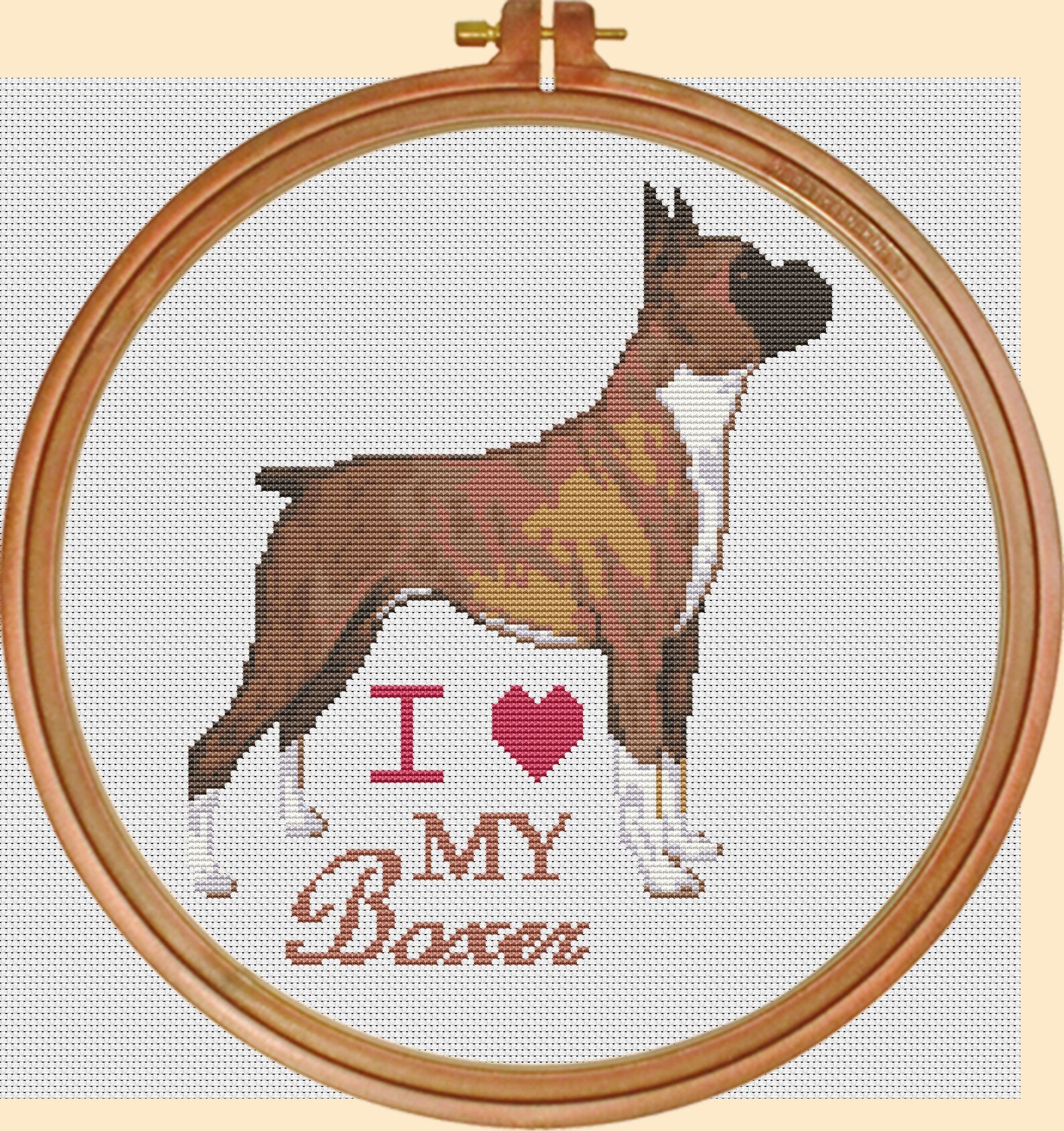 I Love My Boxer Dog Counted Cross Stitch Pattern Instant | Etsy