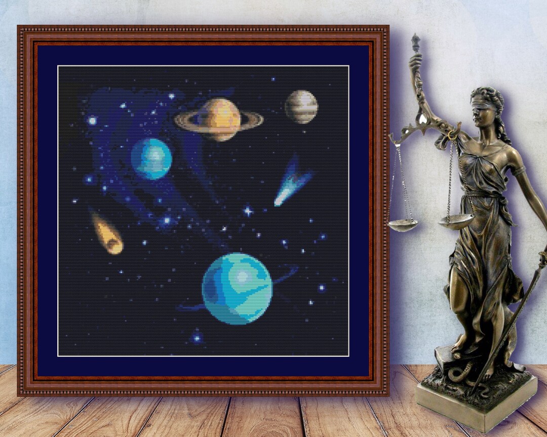 OUTER SPACE Planets, Counted Cross Stitch PDF Pattern, Stars Moon ...
