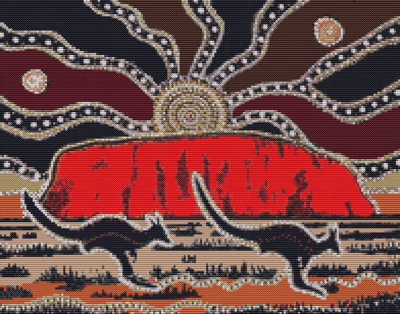 Uluru Dot Art - Pointillism Style - Cross Stitch Pattern (PDF Download ...