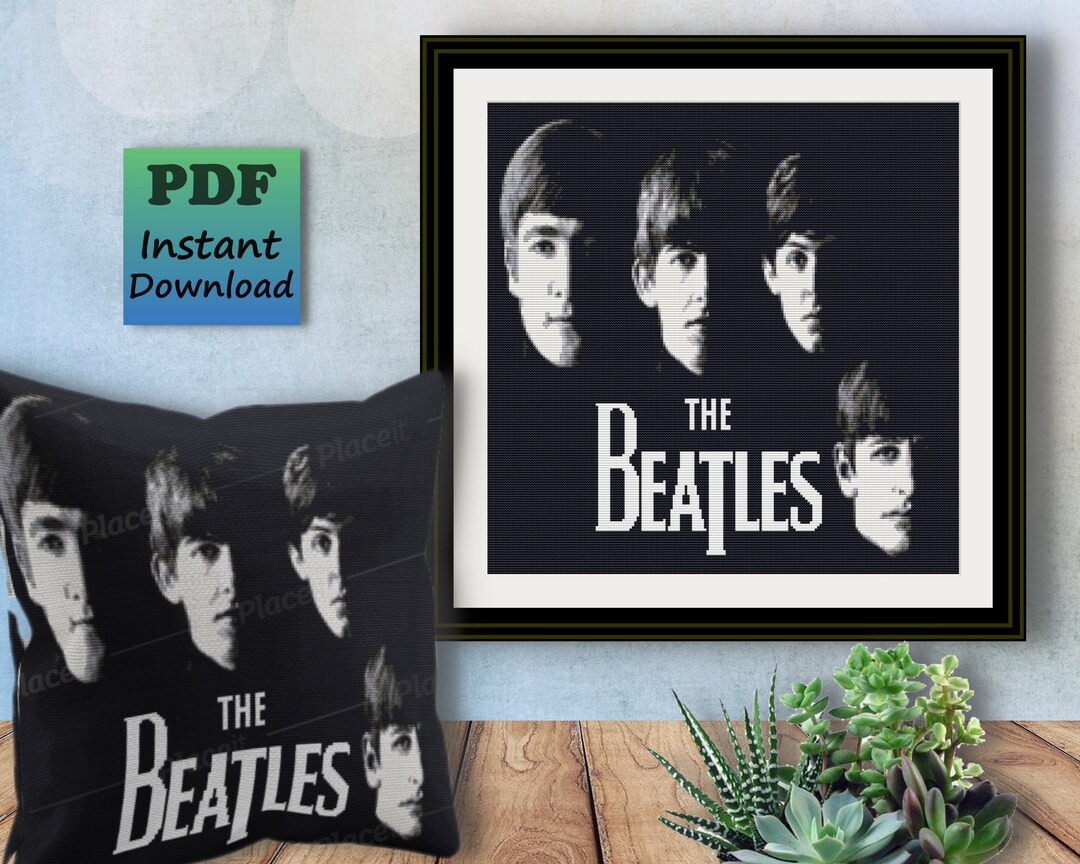The Beatles Album Cover Cross Stitch Pattern, Black & White (PDF ...