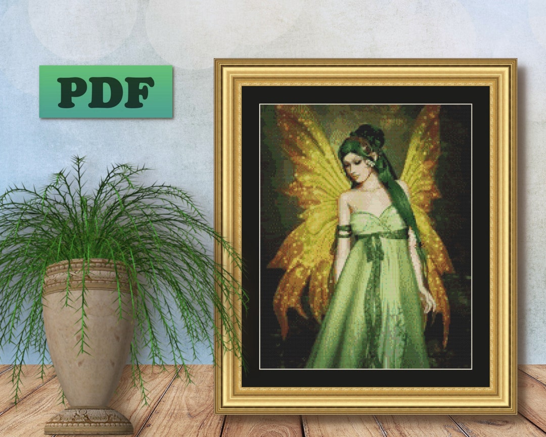 Gorgeous Green Fairy Mythical Faerie Wings Counted Cross Stitch PDF ...