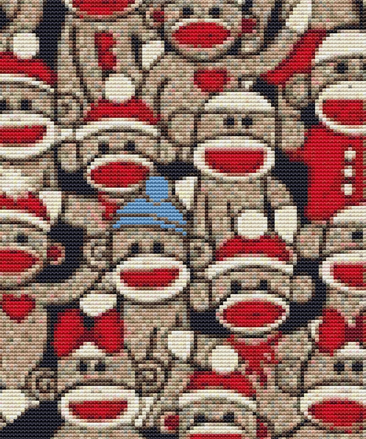 Where's SOCK MONKEY Blue Hat Baby Boy Nursery Counted - Etsy