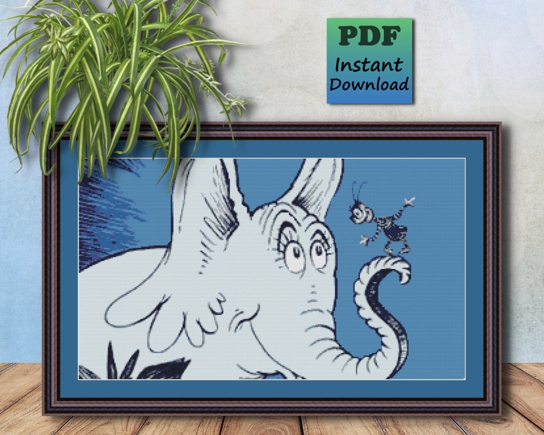 Horton Hears a Who Cross Stitch Pattern, Dr Seuss, Blue Wall Art (PDF ...