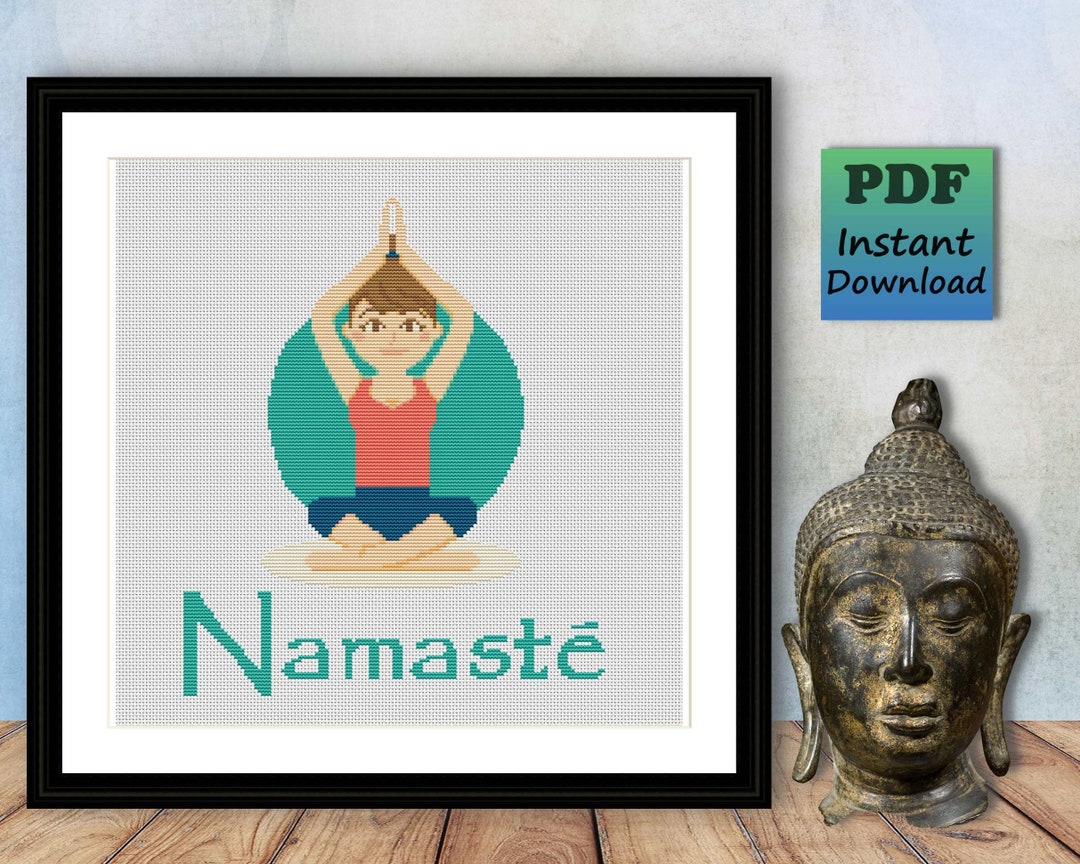 Yoga Pose - Namaste Quote - Easy Beginner - Counted Cross Stitch ...
