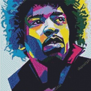 JIMI HENDRIX Rock and Roll Guitarist Counted Cross Stitch PDF Pattern ...