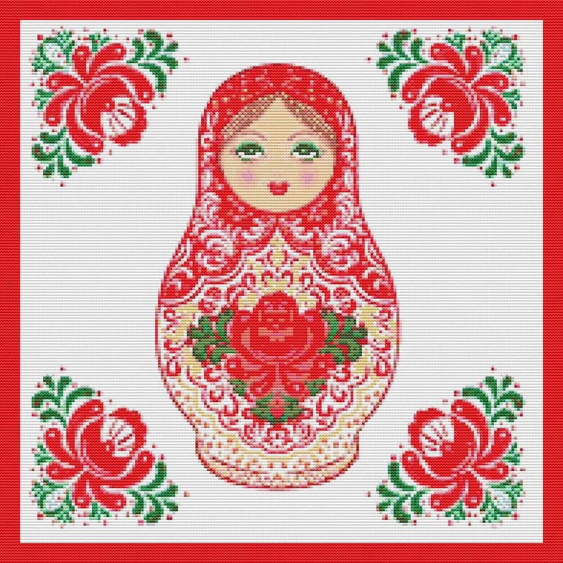 Russian NESTING DOLL Counted Cross Stitch PDF Pattern, Babushka ...