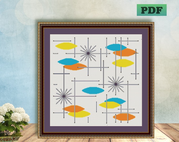 MID CENTURY MODERN - Modern Counted Cross Stitch Pattern - Pdf Instant ...