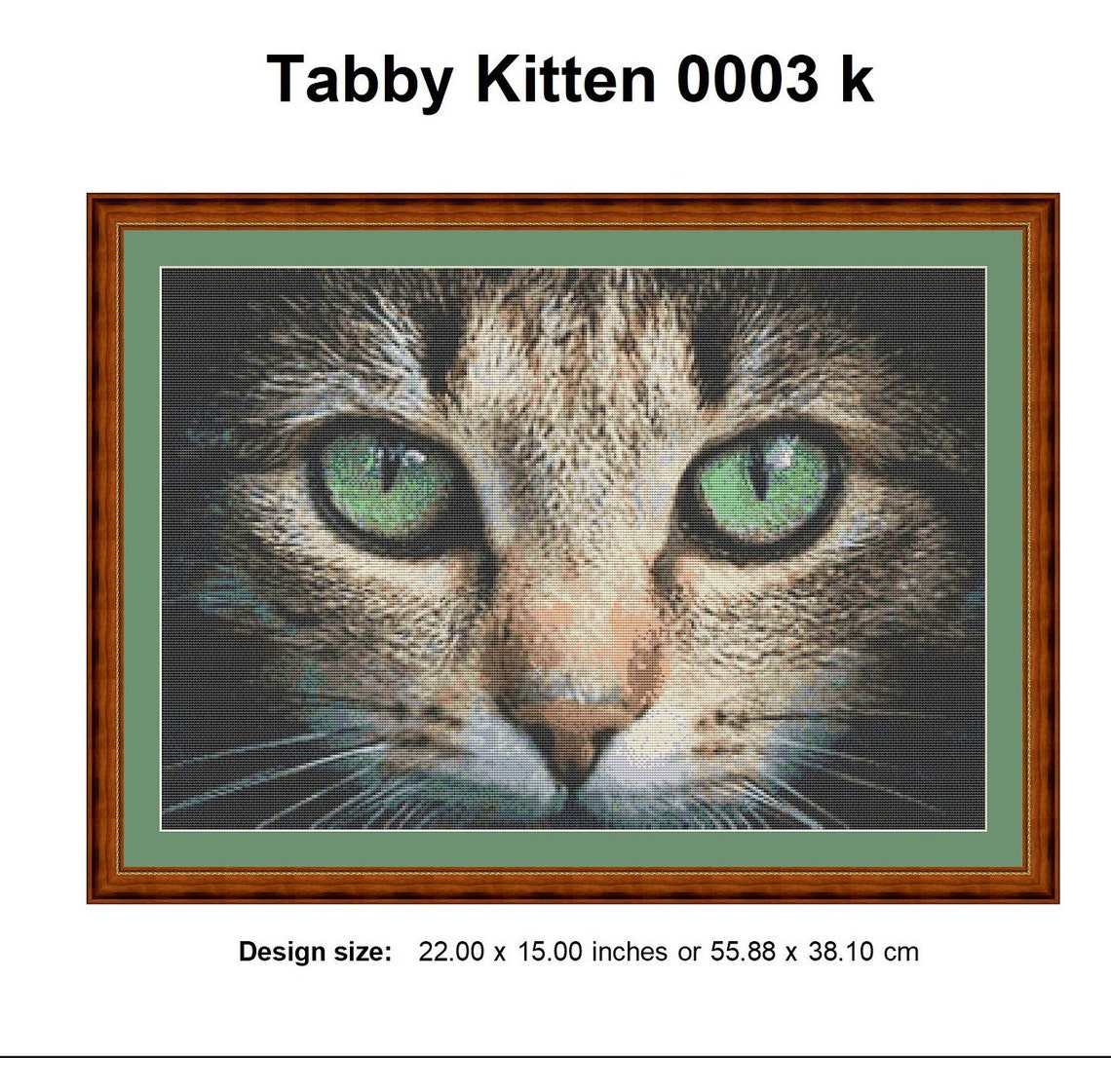 TABBY Cat KITTEN Close-up Green Eyes Counted Cross Stitch PDF Pattern ...