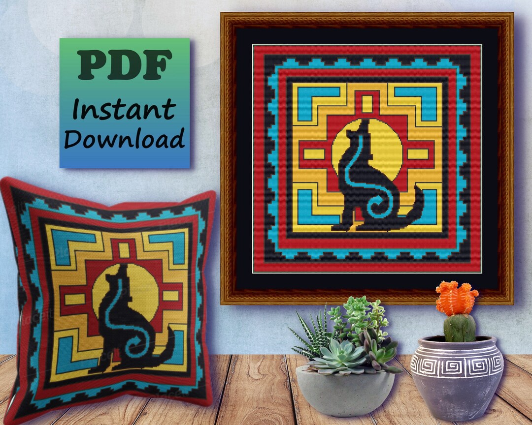 NAVAJO COYOTE Geometric Counted Cross Stitch PDF Pattern, South Western ...