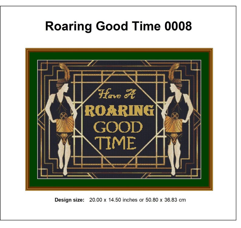 ART DECO Have a Roaring Good Time 1920 Flapper Dancer Counted Cross ...