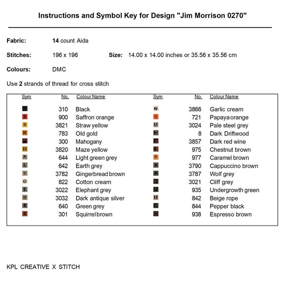 The Doors Jim Morrison Music 70's Needlepoint PDF Counted Cross Stitch ...