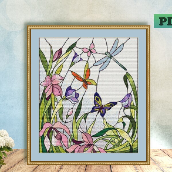 Stained Glass Cross Stitch Pattern - Etsy