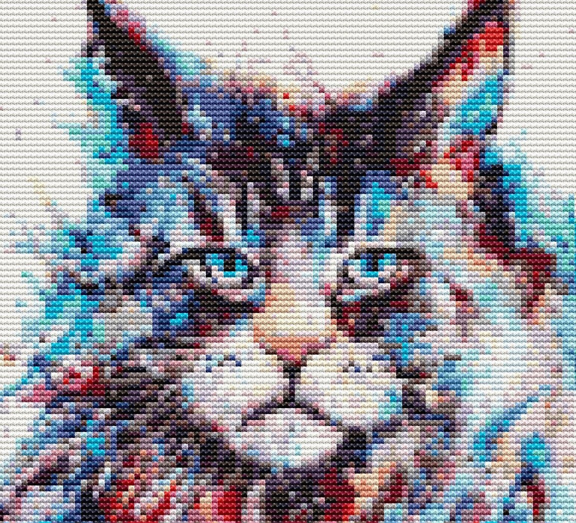 GRUMPY CAT Counted Cross Stitch PDF Pattern Watercolor Kitten - Etsy UK