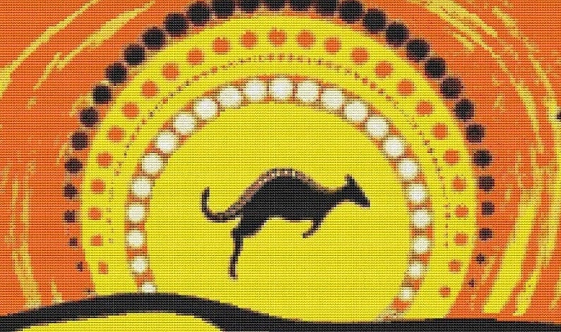 AUSTRALIA ABORIGINAL Art Kangaroo Counted Cross Stitch PDF Pattern ...