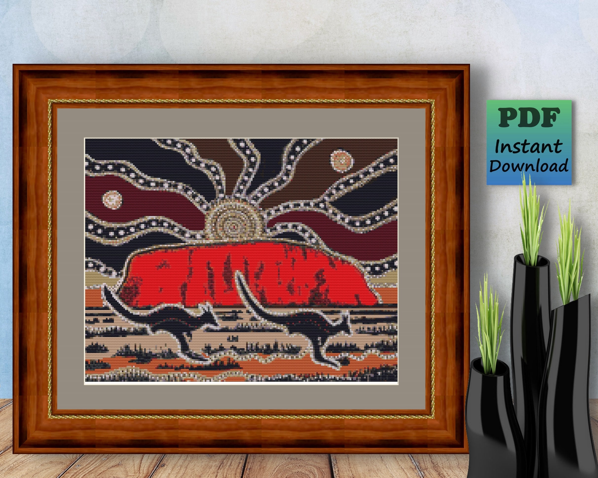 ULURU ABORIGINAL Landscape Counted Cross Stitch PDF Pattern - Etsy Canada