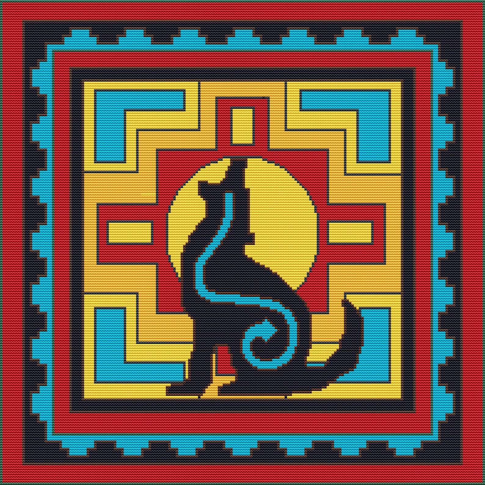 NAVAJO COYOTE Geometric Counted Cross Stitch PDF Pattern - Etsy