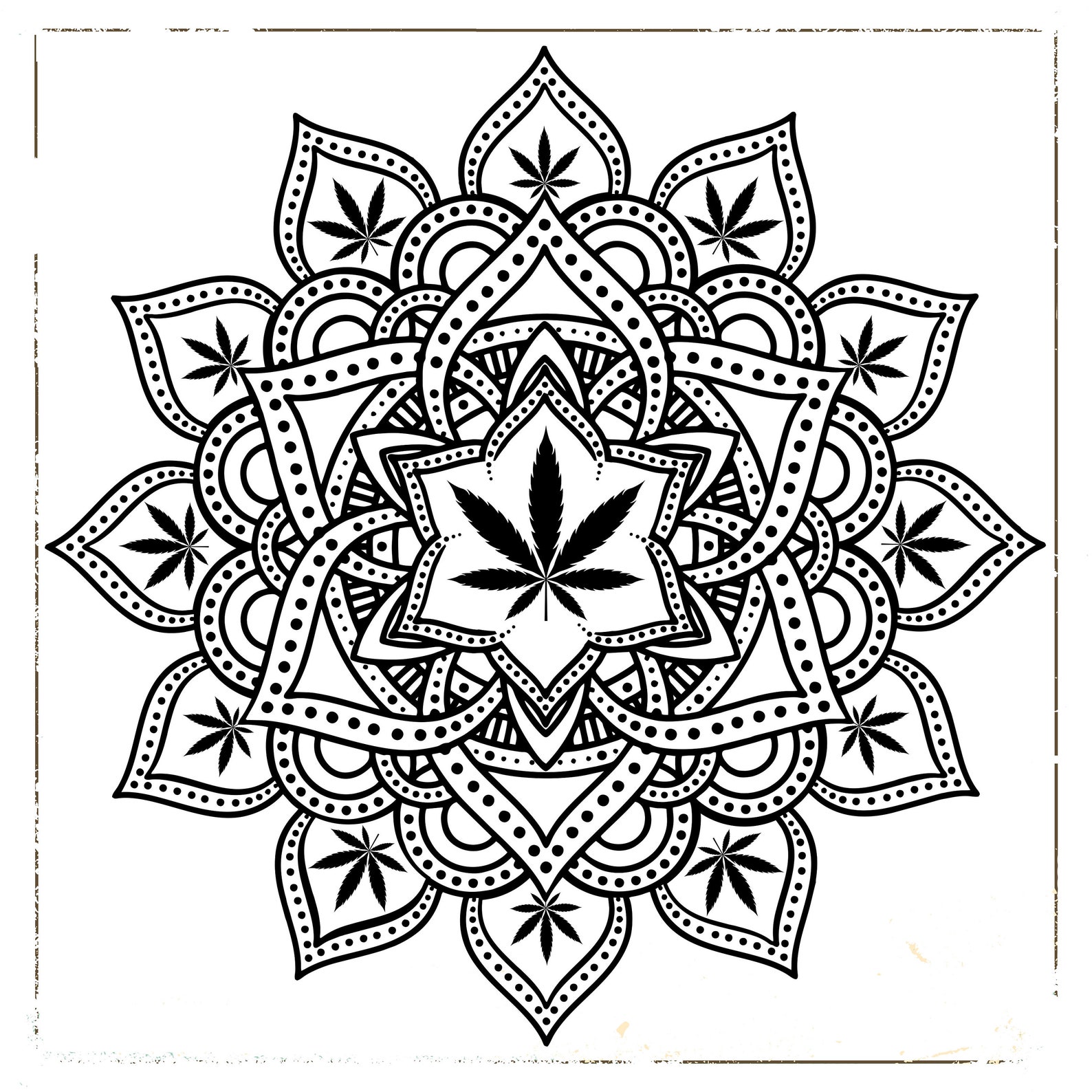 Digital Marijuana Mandala Svg Cannabis Mandala Silhouette - Etsy