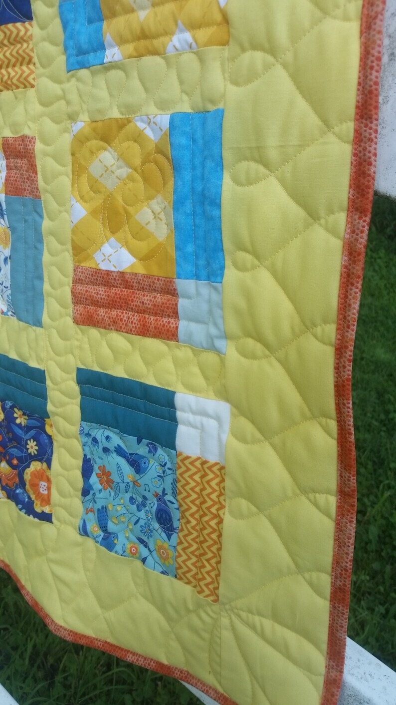 Yellow Baby Quilt With Flowers and Birds - Etsy