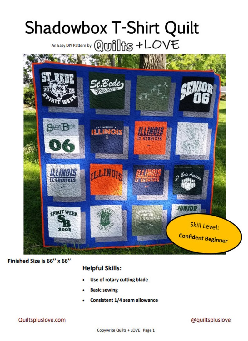T-shirt Quilt Pattern, 3D Quilts DIY Memory Quilt Pattern, PDF Download ...