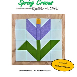 Crocus Flower Quilt Block Pattern, Spring Time Quilt Block PDF - Etsy