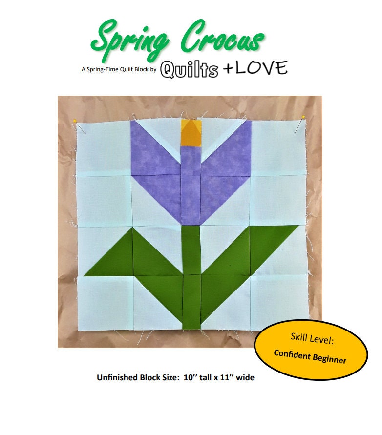 Crocus Flower Quilt Block Pattern, Spring Time Quilt Block PDF - Etsy