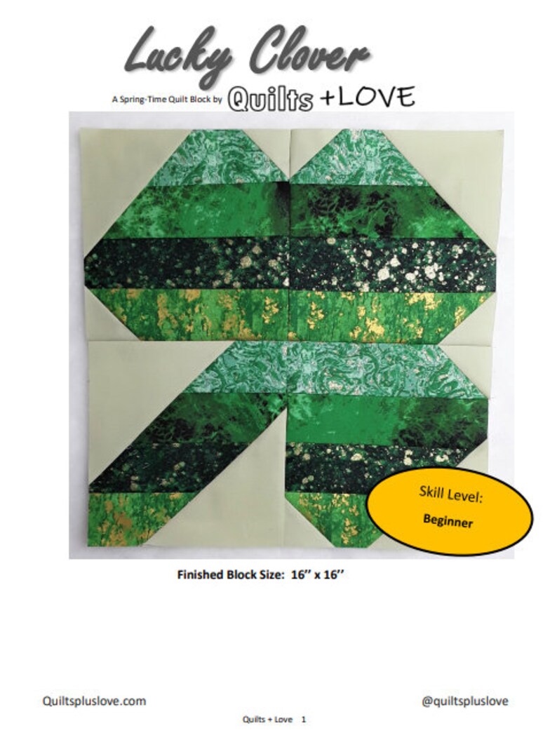 Lucky Clover Quilt Block, PDF Download, Easy Strip Quilt - Etsy