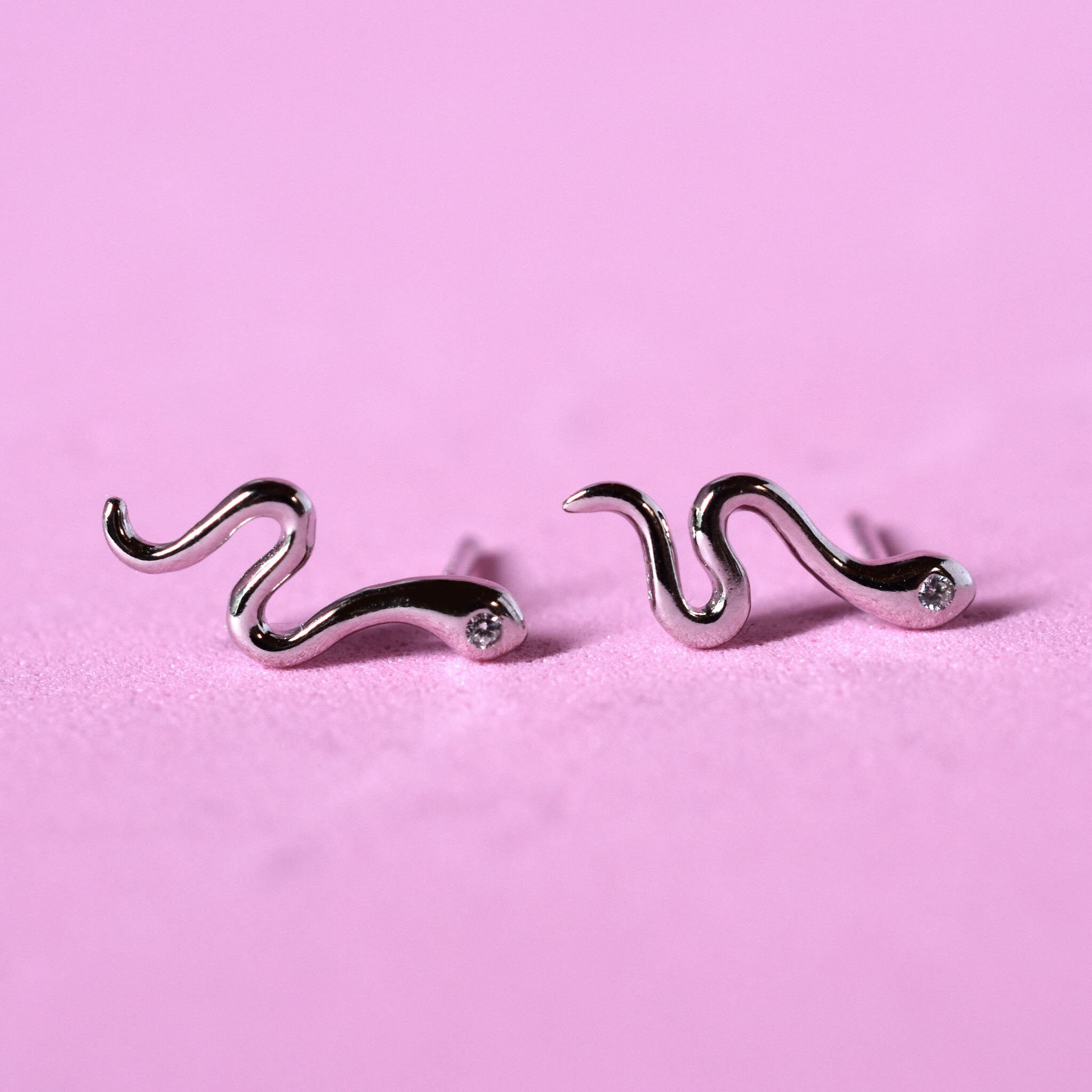Gold Snake Earrings / Snake Studs / Cubic Zirconia Snake Studs - Etsy Canada