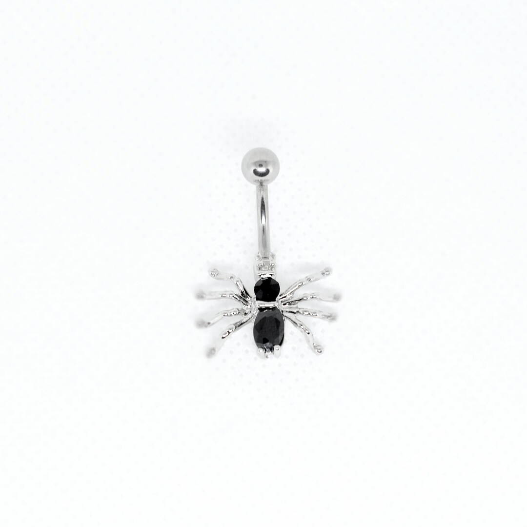 Black & Silver Spider Belly Ring: Surgical Steel Piercing - Etsy