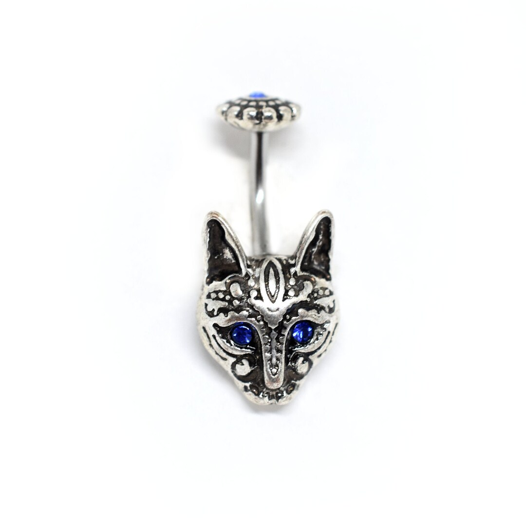 Cat Belly Ring/ Cat Navel Ring/ Surgical Steel Navel Ring/ Body Jewelry ...