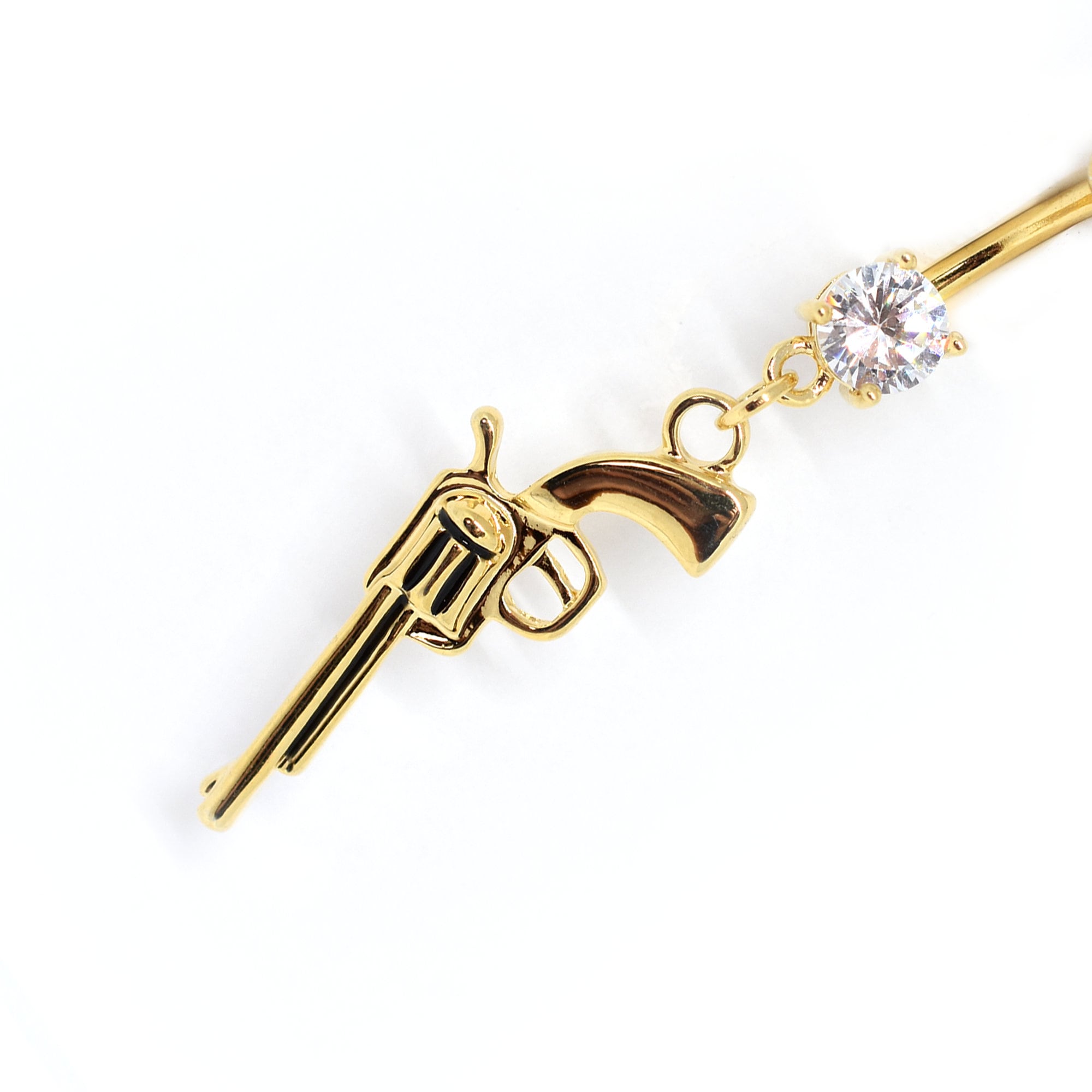 Gold Dangly Gun Belly Ring/ Surgical Steel Belly Button Ring/ Navel ...