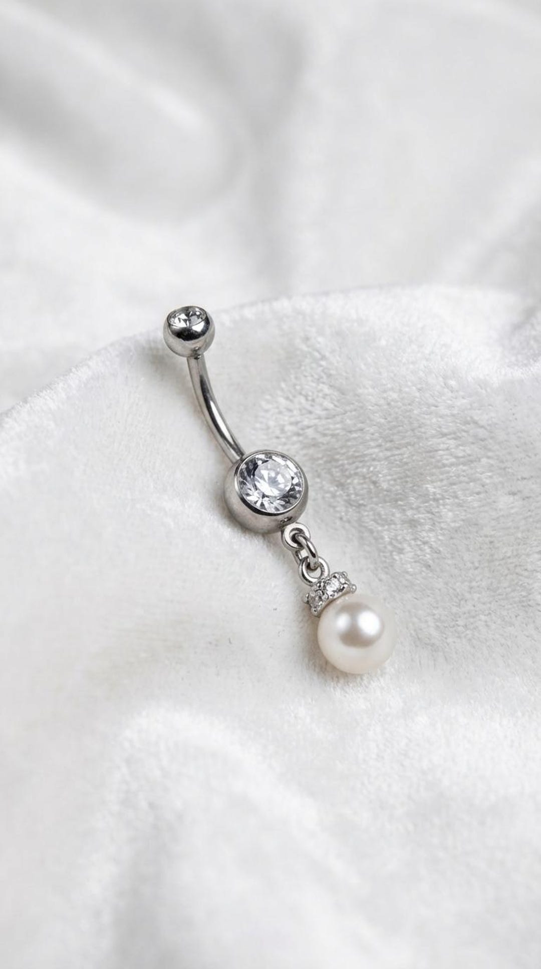 Pearl Belly Button Ring, Floating Pearl Navel Piercing, Bridal Body ...