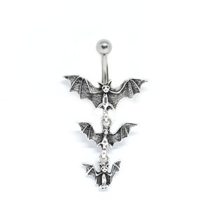 Bat Belly Ring / Dangly Bat Navel Ring / Gothic Belly Button Ring ...