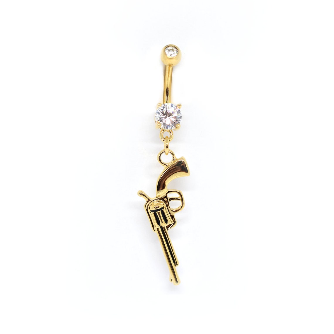 Gold Dangly Gun Belly Ring/ Surgical Steel Belly Button Ring/ Navel ...