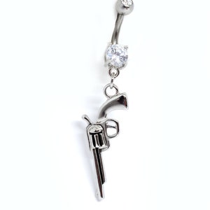 Gold Dangly Gun Belly Ring/ Surgical Steel Belly Button Ring/ Navel ...